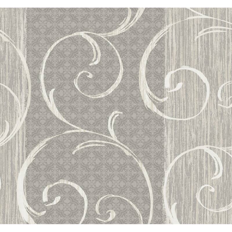 Seabrook Designs Jarrett Striped Scroll Unpasted Wallpaper - Overstock ...