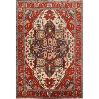 Medallion Heriz Serapi Indian Large Rug Handmade Wool Carpet - 9'11" x ...