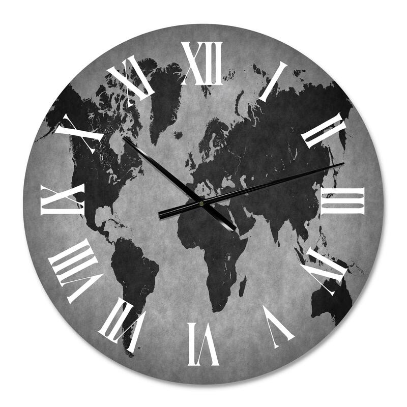 Designart 'Ancient Map of The World IX' Vintage wall clock - Overstock ...