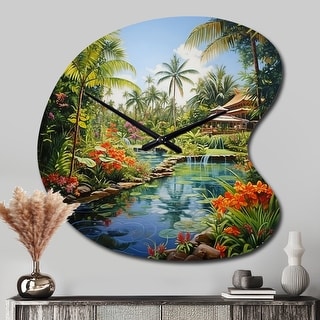 Designart - Bali Bliss Landscape II - Asian Art Large Wall Clock in ...