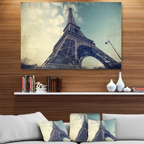 Paris Eiffel Tower Vintage View from Ground - Cityscape Glossy Metal ...