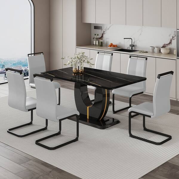 Modern minimalist and luxurious black imitation marble texture dining ...