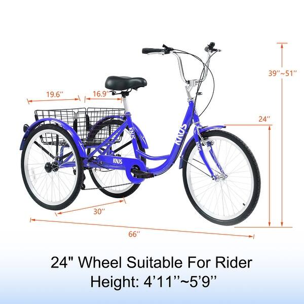 Adult Tricycle Trikes,3-Wheel Bikes,24 Inch Wheels 7 Speed Cruiser ...