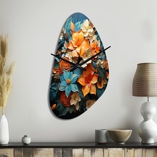 Orange Blue Tropical Tangle III - Abstract Collages Wall Clocks in Fall ...