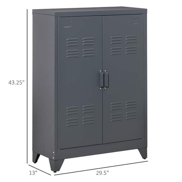 HOMCOM Industrial Style Steel Storage Cabinet, Metal Storage Organizer ...