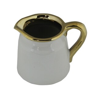 Cheungs White Ceramic Pitcher with Electroplate Gold Trim - Small - Bed ...