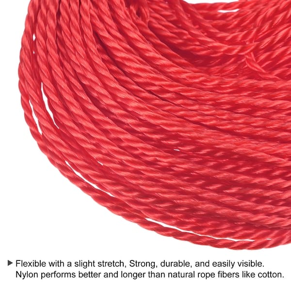 Twisted Nylon Mason Line Red 50M/164 Feet 4MM Dia for DIY Projects ...