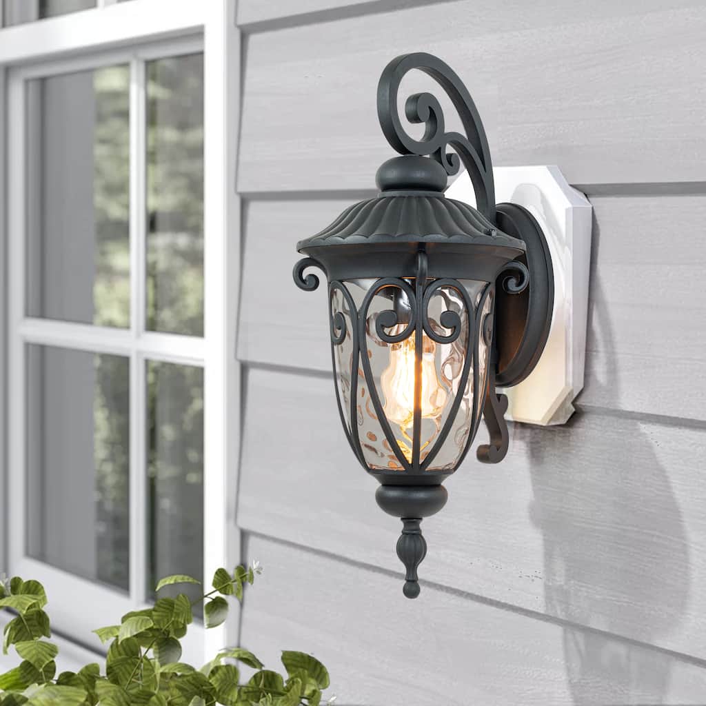C Cattleya 1-Light Matte Black Aluminum Outdoor Wall Lantern Sconce ...