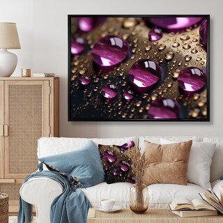 Designart "Red Rose With Raindrops On Black I" Raindrops Framed Wall ...
