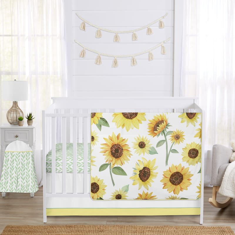 Sweet Jojo Designs Yellow Green White Boho Floral Sunflower 11-pc Girl ...