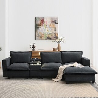 Modern Sectional Cloud Sofa with Console - Bed Bath & Beyond - 42559949