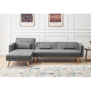 L-shape Sectional Sofa Set Sleeper Sofa Bed with Adjustable Back Couch ...
