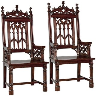 Design Toscano Gothic Tracery Cathedral Chair Set of Two - Brown - Bed ...