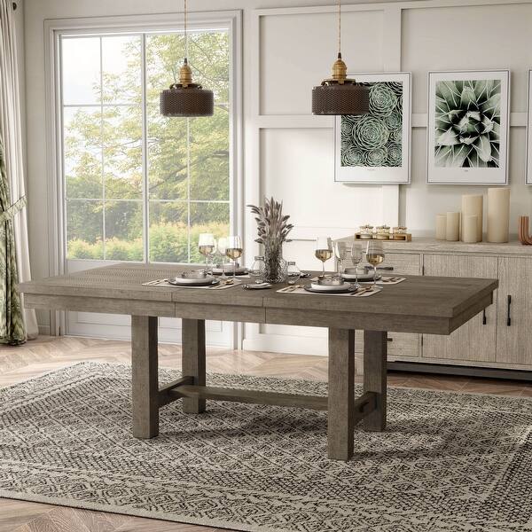 Jusk Rustic Grey 84-inch Wood Expandable Dining Table with Leaf by ...