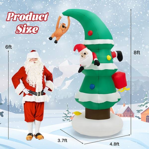 Gymax 8FT Christmas Inflatable Tree & Santa Claus Yard Decor w/ Air ...