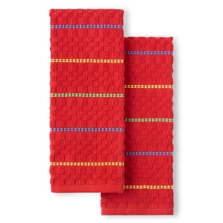 FIESTA Valencia Kitchen Towel 2-Pack Set, Scarlet Red, 16"x28" - Bed ...