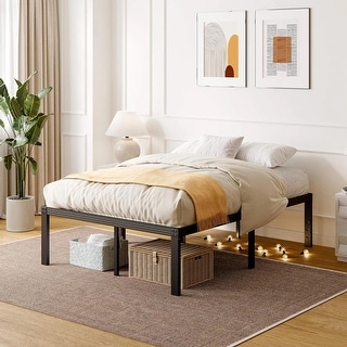 Queen Size 18 Inch Tall Metal Platform Bed Frames Black - Bed Bath ...