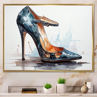 Designart "Black Fashion High Heel Power I" Fashion Framed Wall Art ...