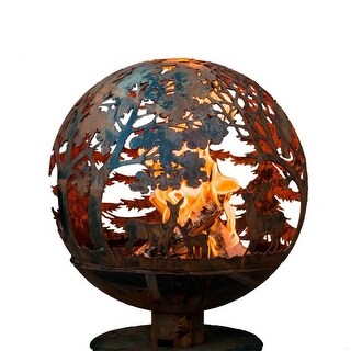 28" Brown Rustic Finish Large Wildlife Outdoor Fire Sphere - Bed Bath ...