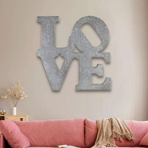 Gray Metal Love Wall Sign - Bed Bath & Beyond - 36272325