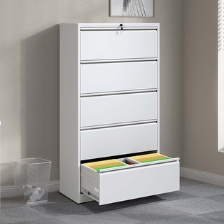 5 Drawer Metal Lateral File Cabinet with Lock for Legal/Letter/A4/F4 ...