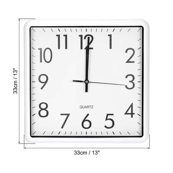 13 Inch Wall Clock, Quartz Battery Operated Silent Square Wall Clocks ...