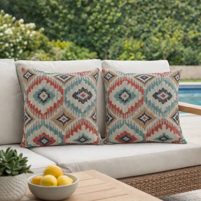 Contemporary Style Diamond Patterned Set of 2 Throw Pillows, Multicolor ...