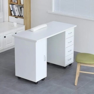 Table Desk Station Equipment with Cabinet 1 Door 2 Drawers White - Bed ...