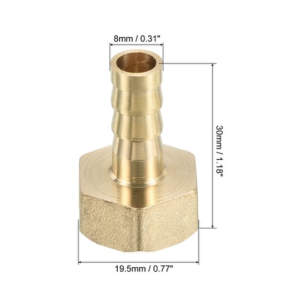 Hose Barb Fitting Straight 8mm Barbed G3/8 Female Thread, 6 Pack Brass ...