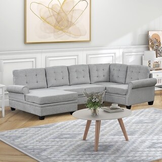 Modern Sectional Sofa U Shaped Upholstered Linen Sectional Couch, Grey - Sectional Sofa - Bed ...