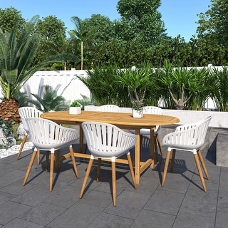 Amazonia FSC Teak Jade 7pc Outdoor Rectangular Patio Dining Set - Bed ...