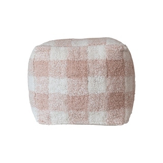 Cotton Tufted Pouf with Plaid Pattern - Bed Bath & Beyond - 40695547