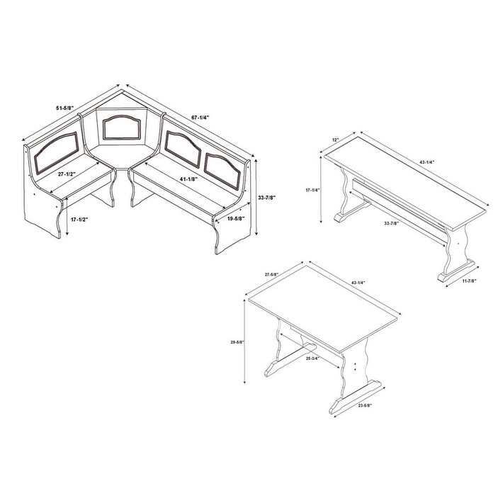 corner breakfast nook dimensions