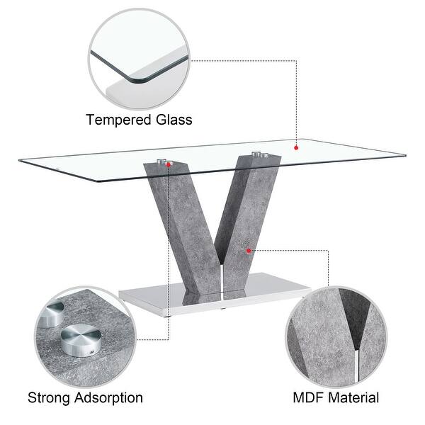 Large Modern Minimalist Rectangular Glass Dining Table for 4-8 people ...