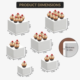6-Piece White Stackable Display Risers – Multi-Sized Food Stands for ...