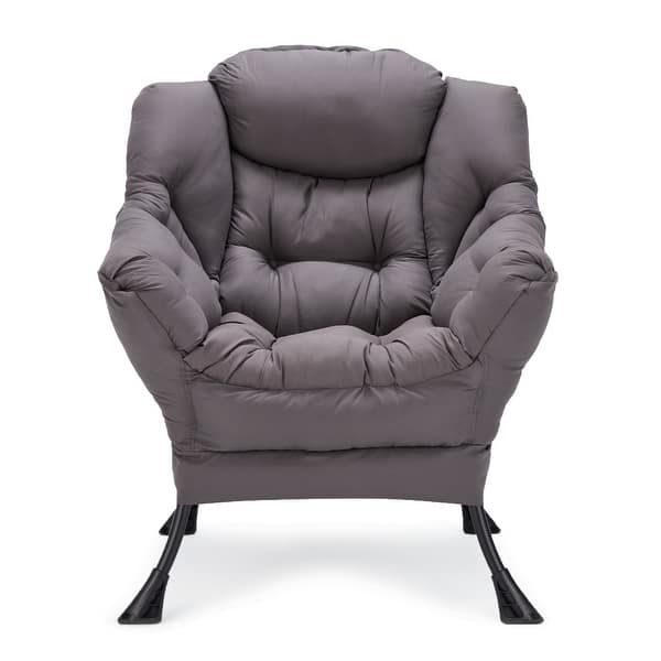 JOMEED Modern Plush Fabric Lazy Accent Chair with Armrests and Side ...