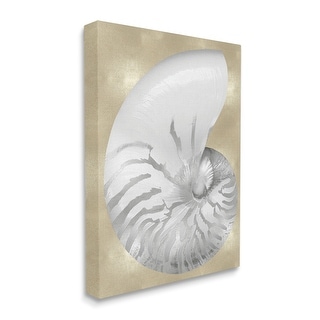 Stupell Glam Tiger Stripe Sea Shell Grey Neutral over Beige Canvas Wall ...
