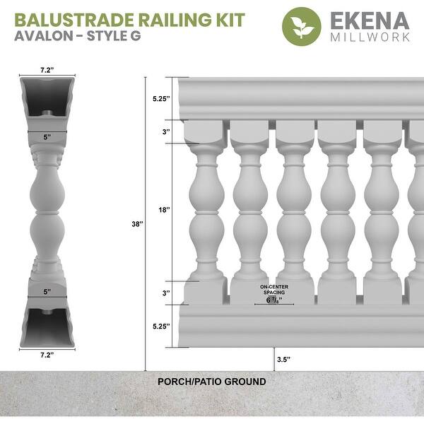 Fiberthane Avalon Balustrade Railing Kit, Style N (6 7/8" On-Center ...