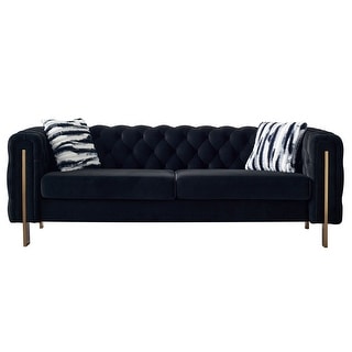 Modern Velvet sofa, Square Arm and Tufted Back, Multiple Cushion Seat ...