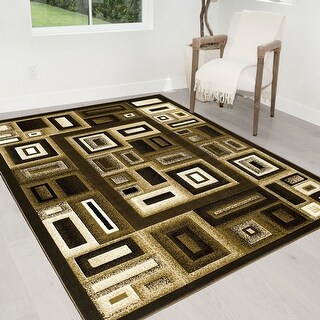 HR Chocolate, Beige and Multi Color Contemporary Abstract Rug Frame ...