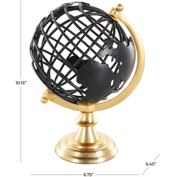 Black Metal Open Framed World Globe with Wire Exterior and Gold Base ...