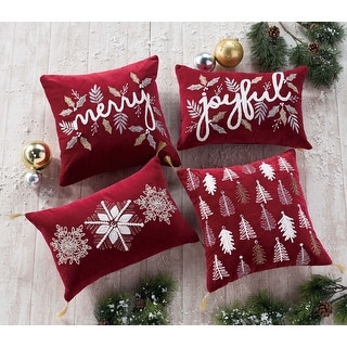 Velvet Embroidered Holiday Pillow Collection - Bed Bath & Beyond - 37858487