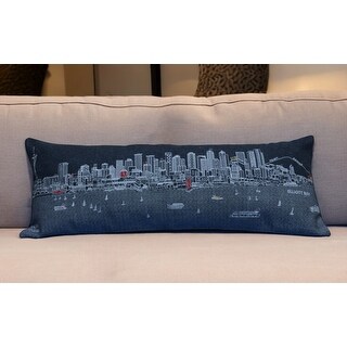HomeRoots 35" Black Seattle Nighttime Skyline Lumbar Decorative Pillow ...