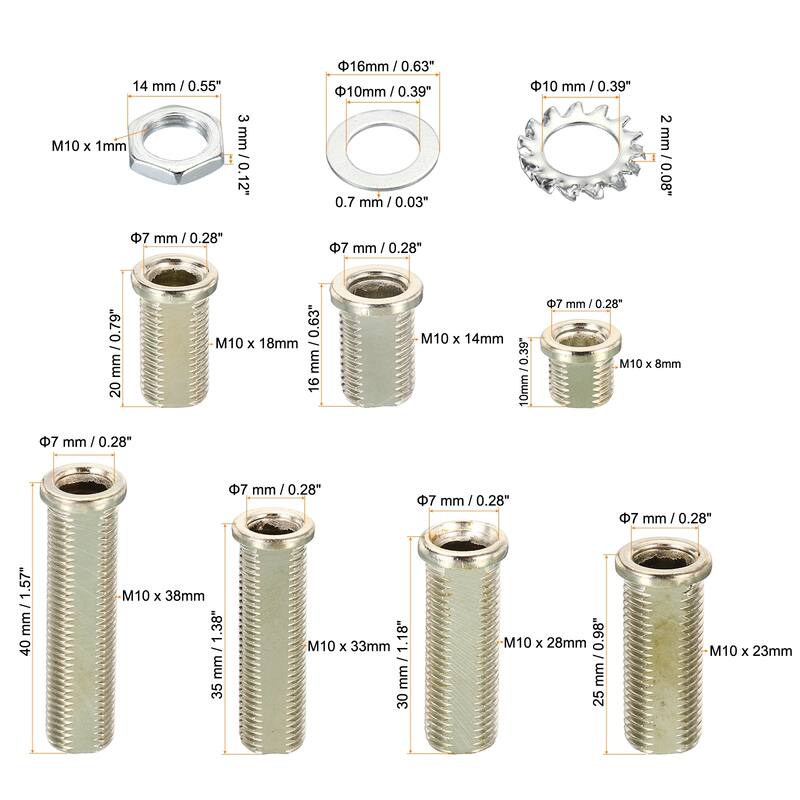 140pcs M10 Round Hollow Screw Bolts Through Hole Bolt Lamp Fasteners ...