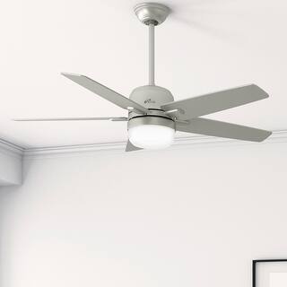 Hunter 52" Wi-Fi Cavera Matte Nickel Ceiling Fan w/LED Light, Handheld ...