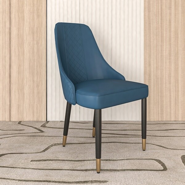 Allure Dining Chairs with Fabric Leather Seat and Black Oak Wood Legs by LeisureMod