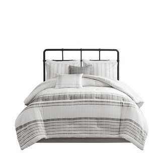 Gracie Mills Ellison 6-Piece Jacquard Stripe Oversized Cotton Comforter ...