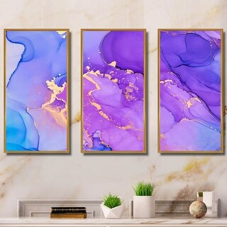 Designart "Purple And Blue Luxury Abstract Fluid Art VII" Modern Framed ...