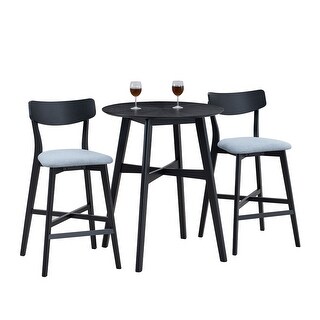 Modern Round Bar Table Set with Footrest - 42" Counter Height Pub Table ...