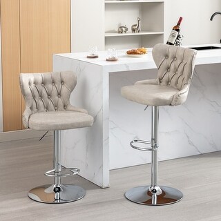 Swivel Upholstered Bar Stools，Set of 2 - Bed Bath & Beyond - 39283602
